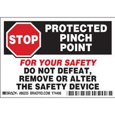 STOP PROTECTED PINCH POINT FOR YOUR SAFETY DO NOT Labels - Brady Part ...