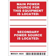 MAIN POWER SOURCE FOR THIS EQUIPMENT IS LOCATED: S Labels - Brady Part ...