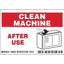 CLEAN MACHINE AFTER USE Labels - Brady Part: 86260 | Brady | BradyCanada.ca