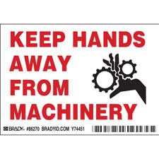KEEP HANDS AWAY FROM MACHINERY Labels - Brady Part: 86270 | Brady ...