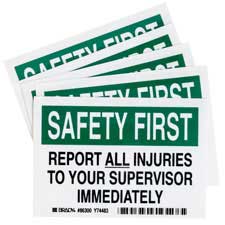 SAFETY FIRST Report All Injuries To Your Supervisor Immediately Sign ...