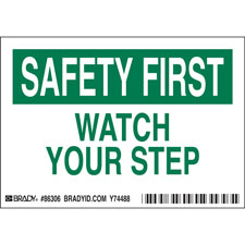 SAFETY FIRST Watch Your Step Labels - Brady Part: 86306 | Brady ...