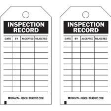 Inspection Record Tags | Brady | BradyID.com