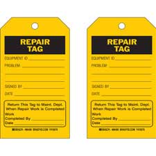 Brady Part: 86719 | Accident Prevention Tags: REPAIR TAG Return This ...