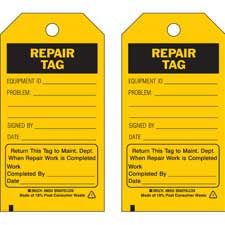 Accident Prevention Tags: REPAIR TAG Return This Tag to Maint Dept when ...