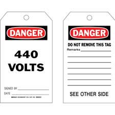 Brady Part: 86705 | Accident Prevention Tags - 440 VOLTS | BradyID.com