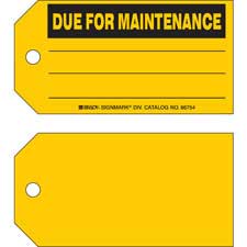 DUE FOR MAINTENANCE Production Tags - Brady Part: 86754 | Brady ...