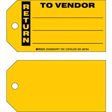 Tarjeta de producción - RETURN TO VENDOR - Brady Part: 86764 | Brady ...