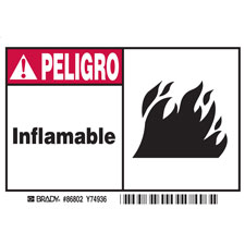 PELIGRO Inflamable Labels - Brady Part: 86802 | Brady | BradyCanada.ca