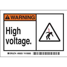 WARNING High voltage. Labels - Brady Part: 86826 | Brady | BradyID.com