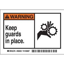 WARNING KEEP GUARDS IN PLACE. Labels - Brady Part: 86830 | Brady ...