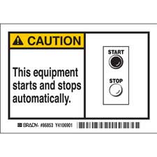 CAUTION This equipment starts and stops automatically. Labels - Brady ...