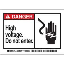 DANGER High voltage. Do not enter. Labels - Brady Part: 86862 | Brady ...