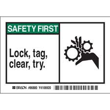 SAFETY FIRST Lock, tag, clear, try. Labels - Brady Part: 86880 | Brady ...