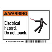 WARNING Electrical hazard. Do not touch. Labels - Brady Part: 86900 ...