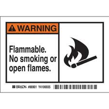 WARNING Flammable. No smoking or open flames. Labels - Brady Part ...