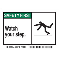 SAFETY FIRST Watch Your Step Labels - Brady Part: 86912 | Brady ...