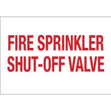 Fire Sprinkler Shut-Off Valve Sign - Brady Part: 90370 | Brady ...
