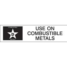 D: USE ON COMBUSTIBLE METALS Labels - Brady Part: 95225 | Brady ...