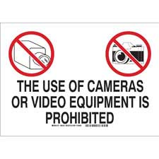 The Use Of Cameras Or Video Equipment Is Prohibited Sign - Brady Part ...