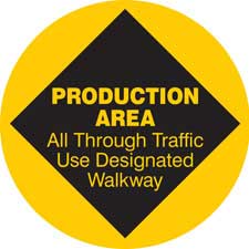 PRODUCTION AREA ALL THROUGH TRAFFIC USE DESIGNATED Anti-Slip Floor Sign ...