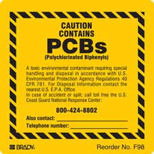 Caution Contains PCBs Labels - Brady Part: F98LS | Brady | BradyCanada.ca